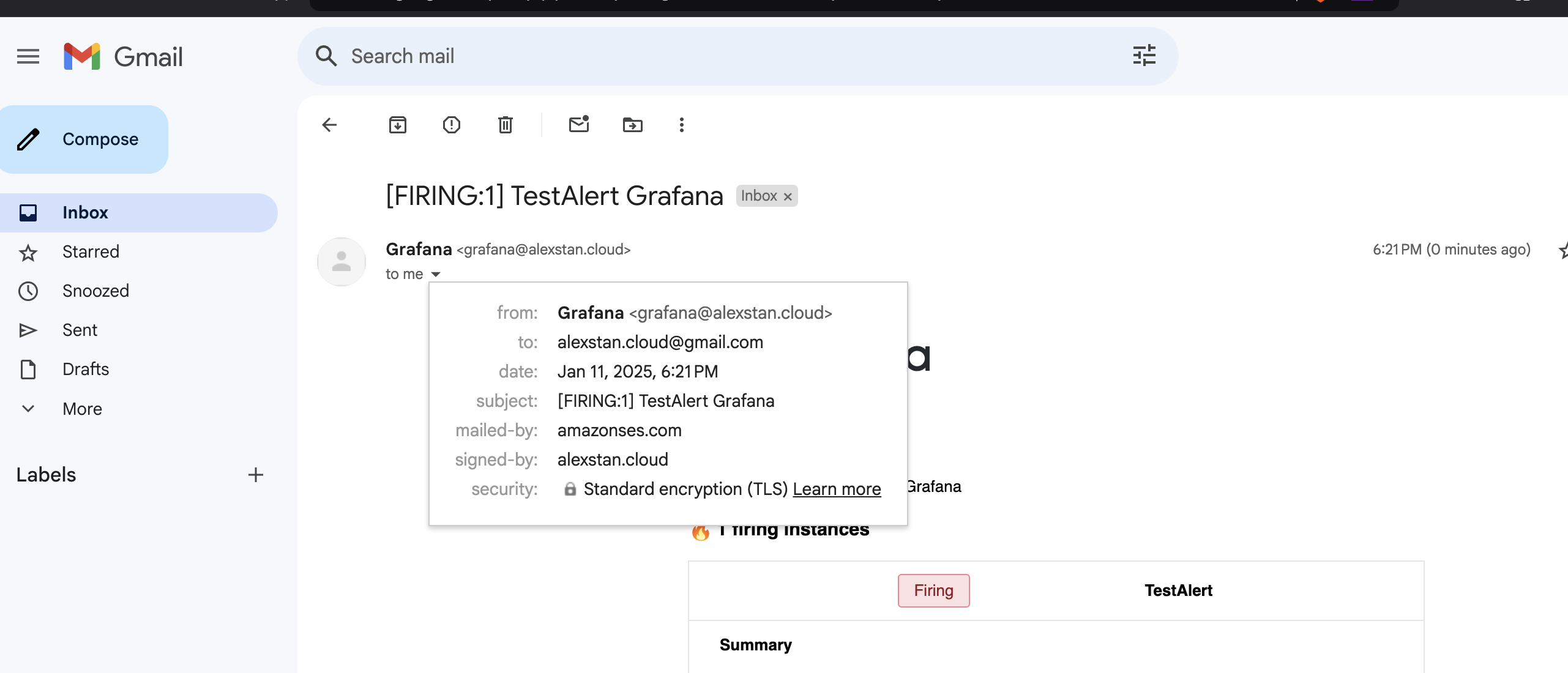 Configuring Grafana Alerts with AWS SES to send email alerts